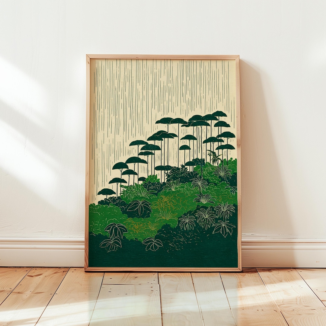 Henri Rousseau Style Jungle Poster | Tropical Botanical Rain Art Print ...