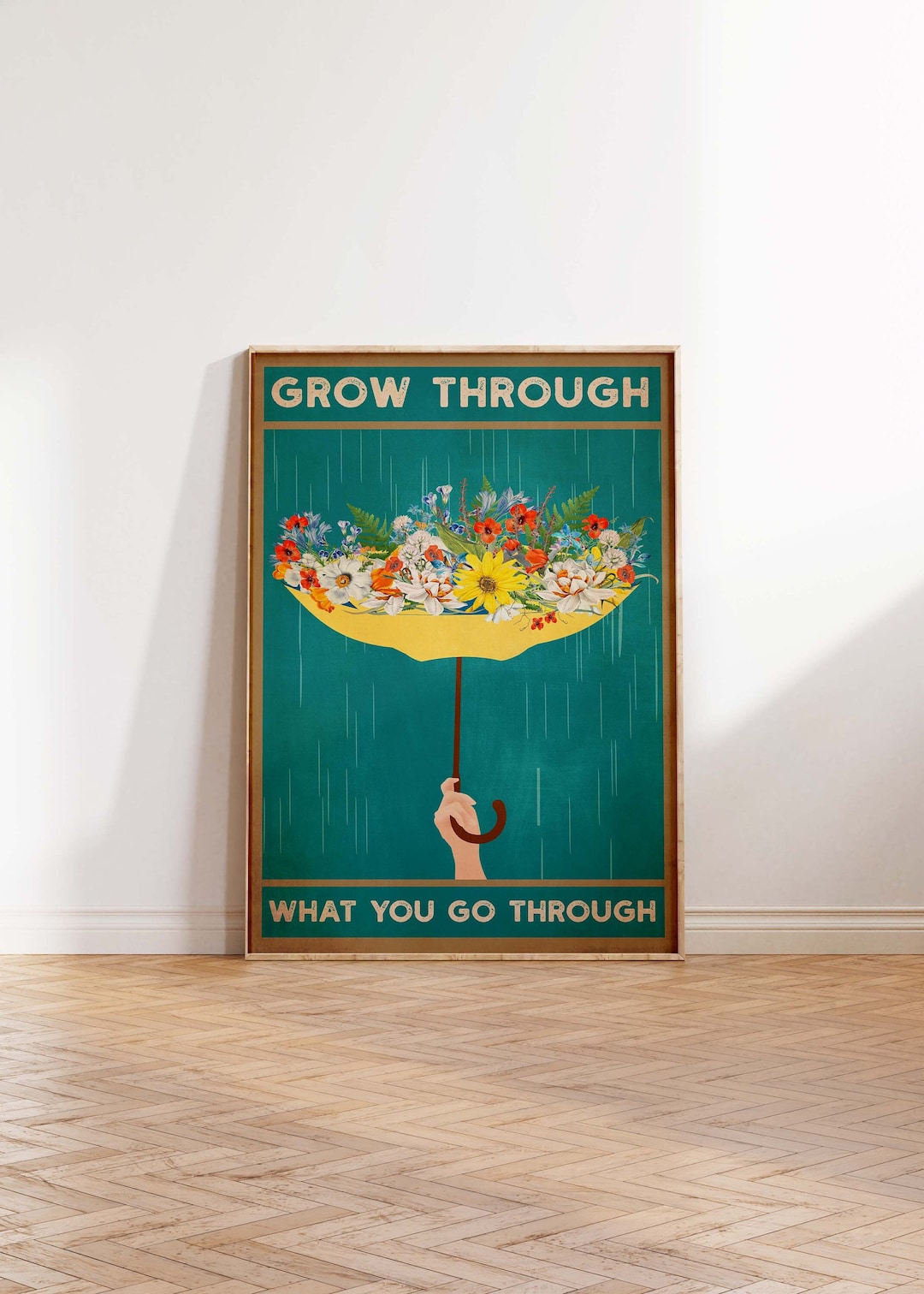 Grow Through What You Go Through Poster, Be Kind Art Print, Vintage ...