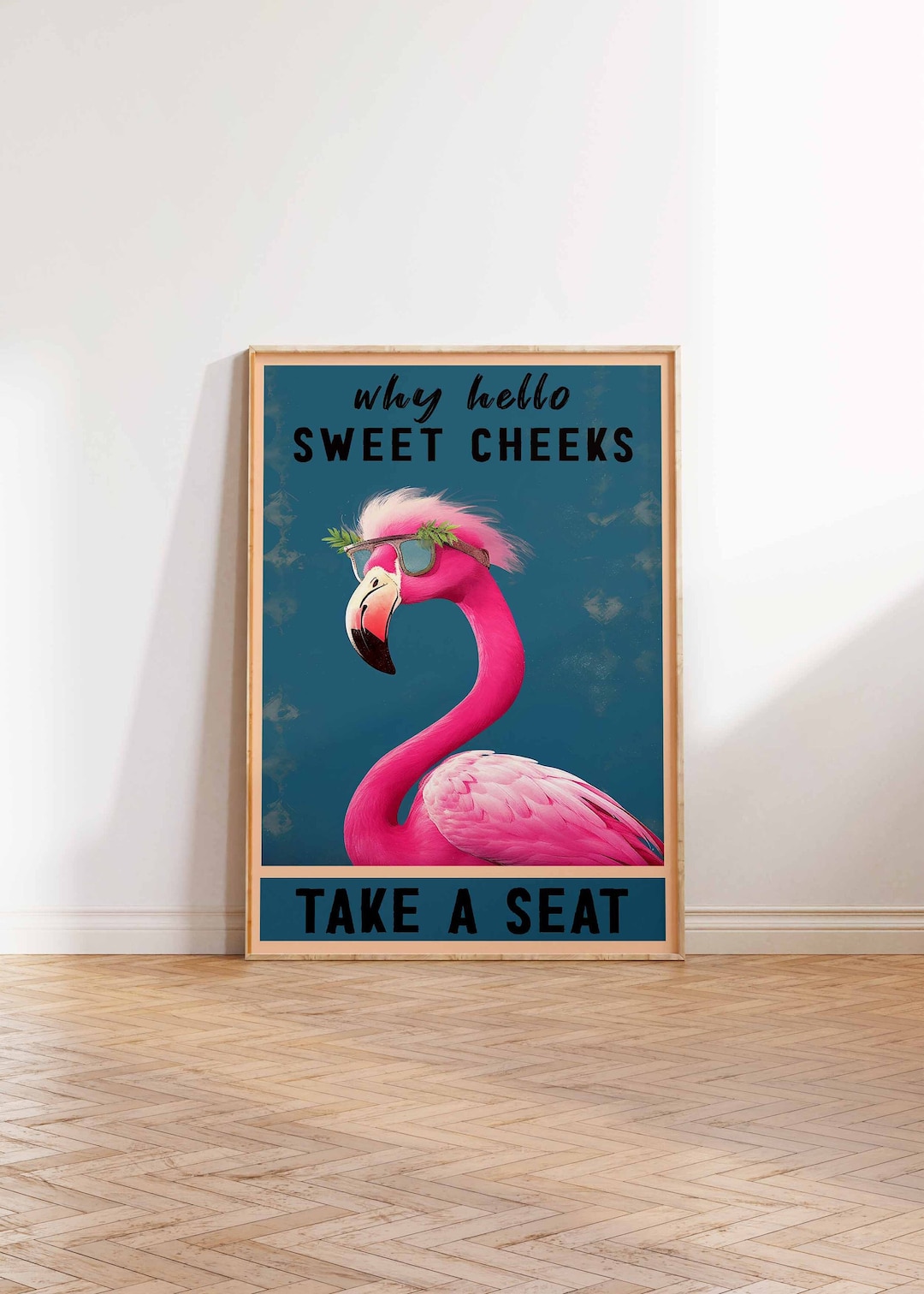 Hello Sweet Cheeks Print Funny Poster Bathroom Art Print Funny Flamingo ...