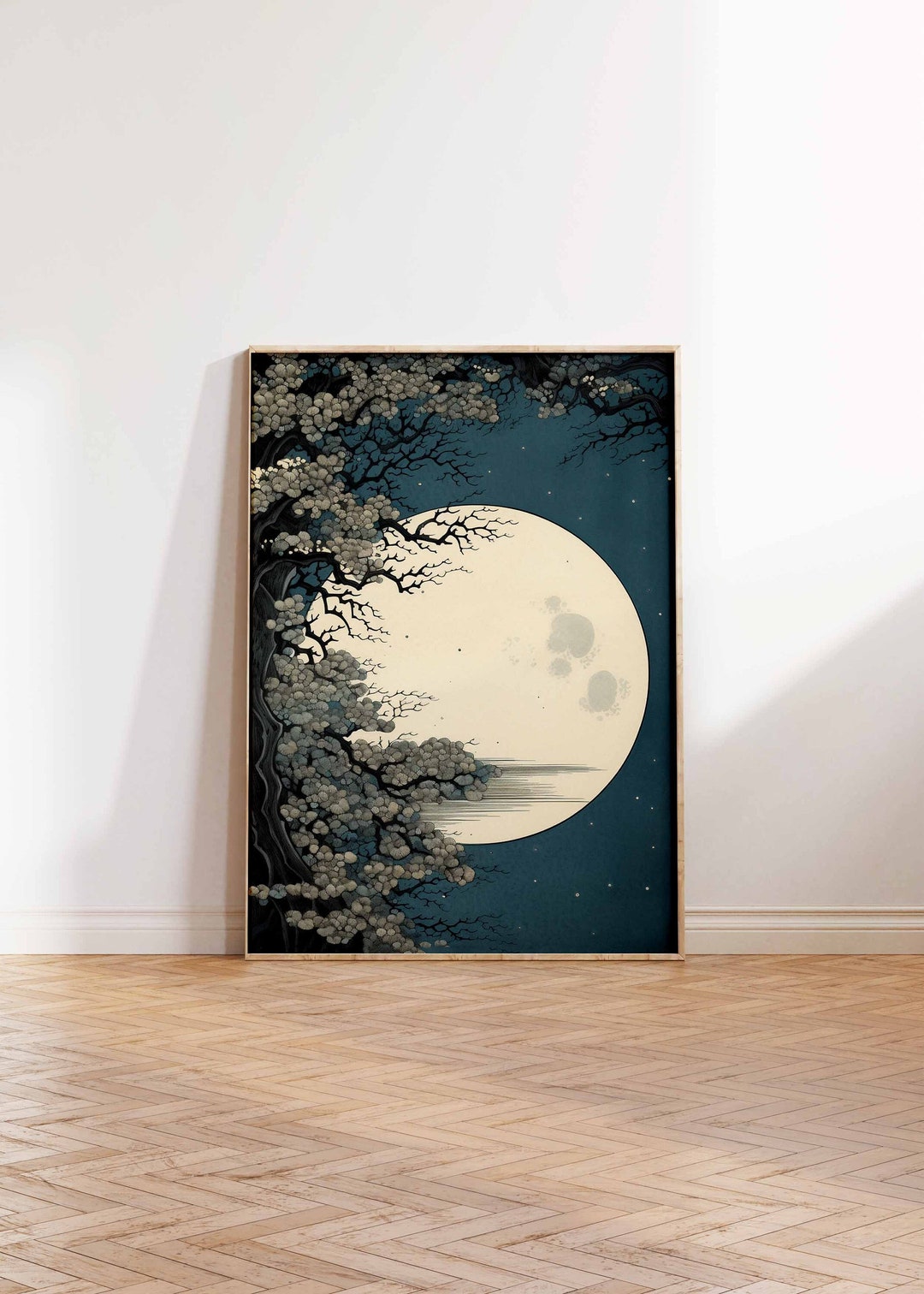 Moon Illustration Print, Japanese Art Print, Vintage Moon Print ...