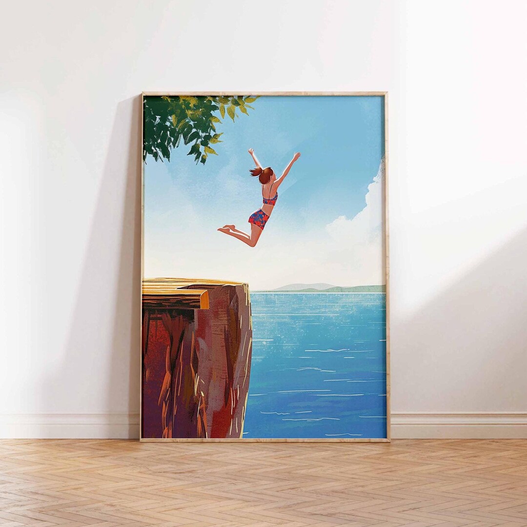 Vintage Poster Swimming Poster Diver Art Print Wild Swimming Art Print ...