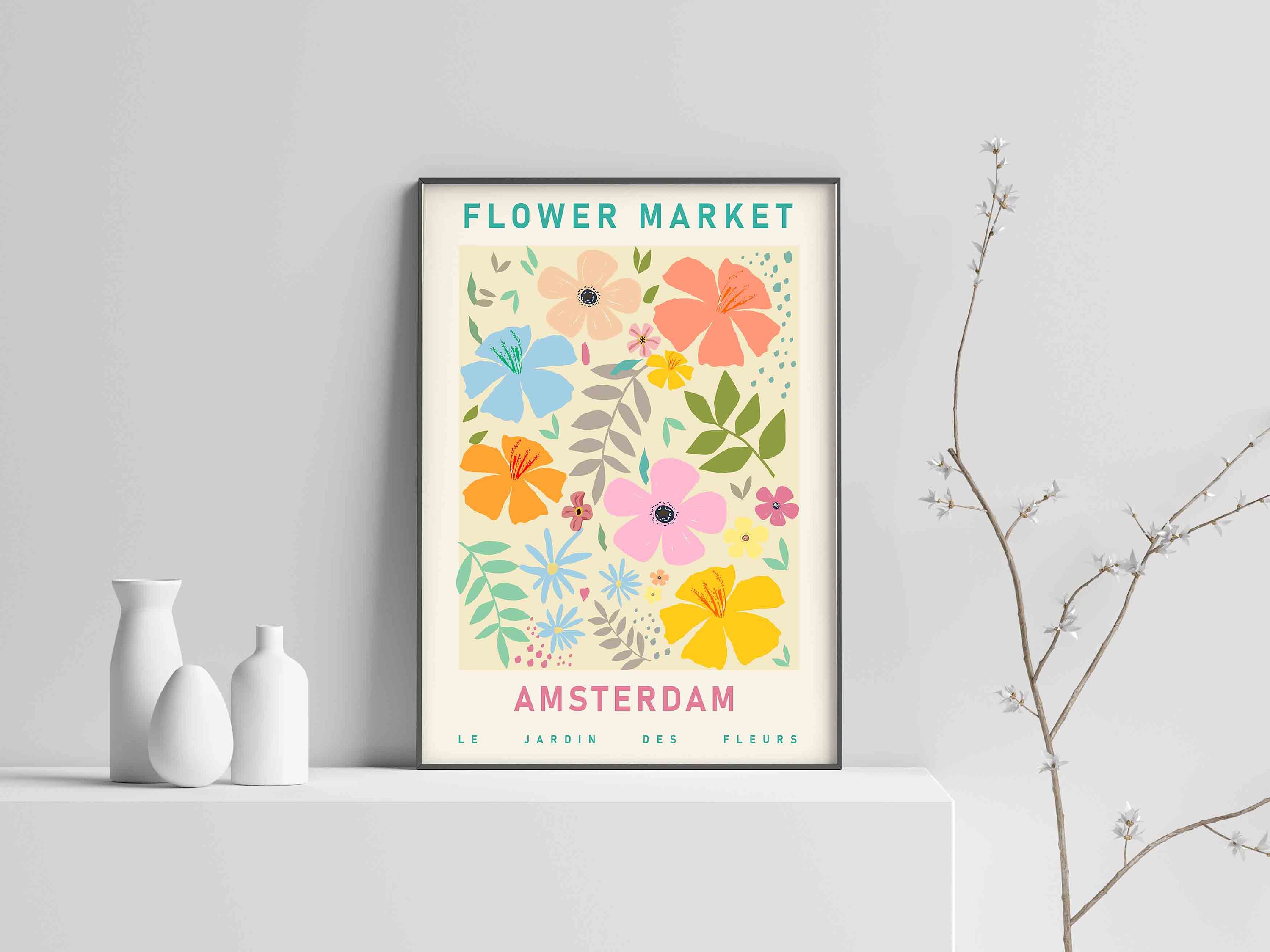 Flower Market Poster Floral Art Print Botanical Art Print Floral Art ...