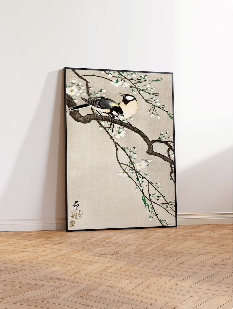 Tits on Cherry Branch Print, Ohara Koson Print, Vintage Japanese Art ...