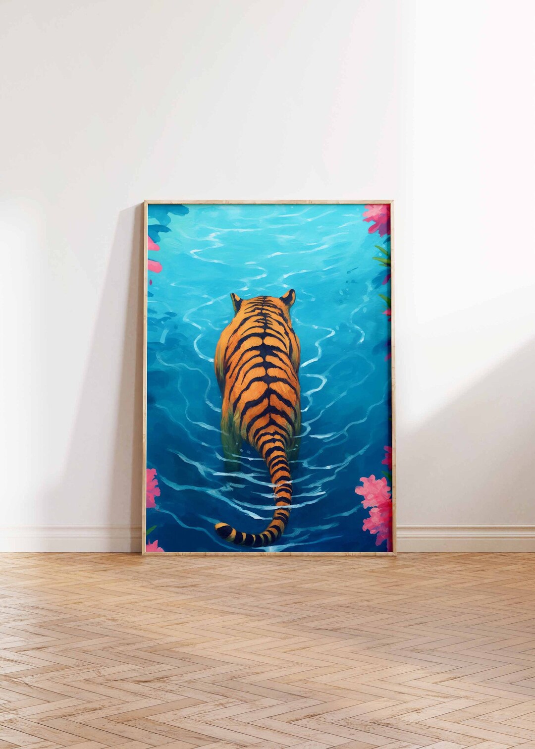 Tropical Garden Tiger Art Print Exotic Tiger Poster Tiger Art Print ...