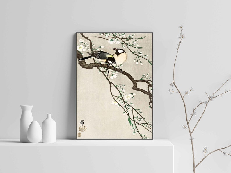 Tits on Cherry Branch Print, Ohara Koson Print, Vintage Japanese Art ...