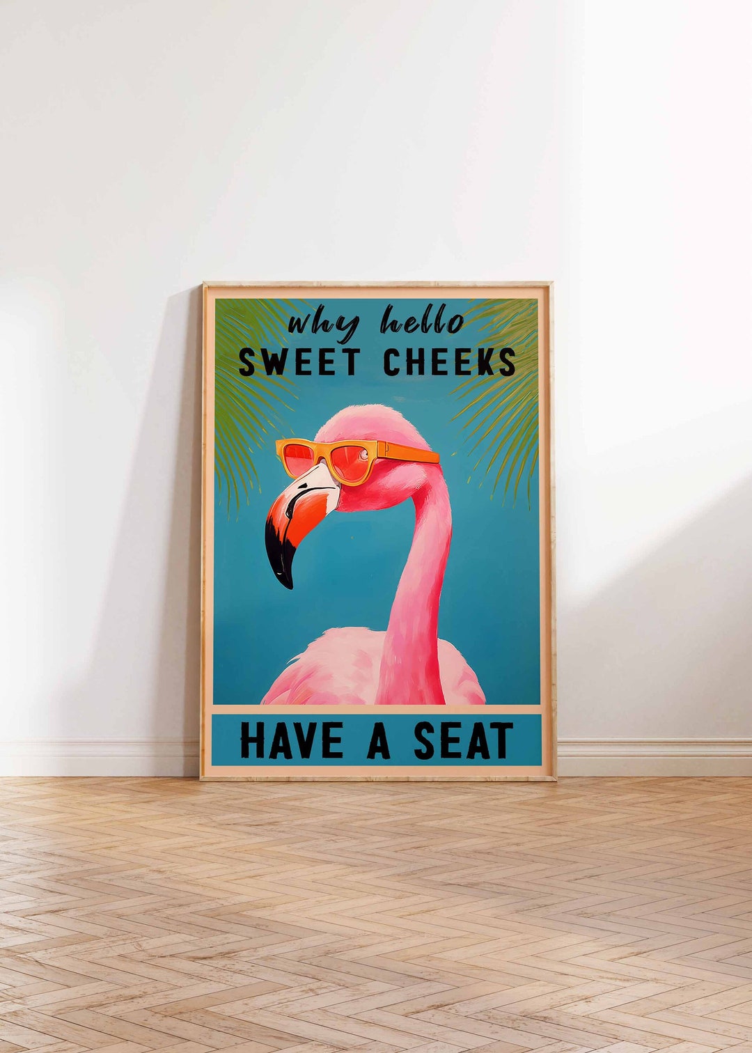Hello Sweet Cheeks Print Funny Poster Bathroom Art Print Funny Flamingo ...