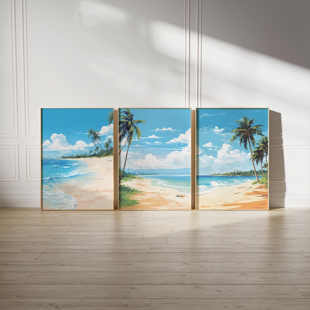 Set of 3 Prints, Caribbean Poster, Caribbean Wall Art, Tropical Decor ...
