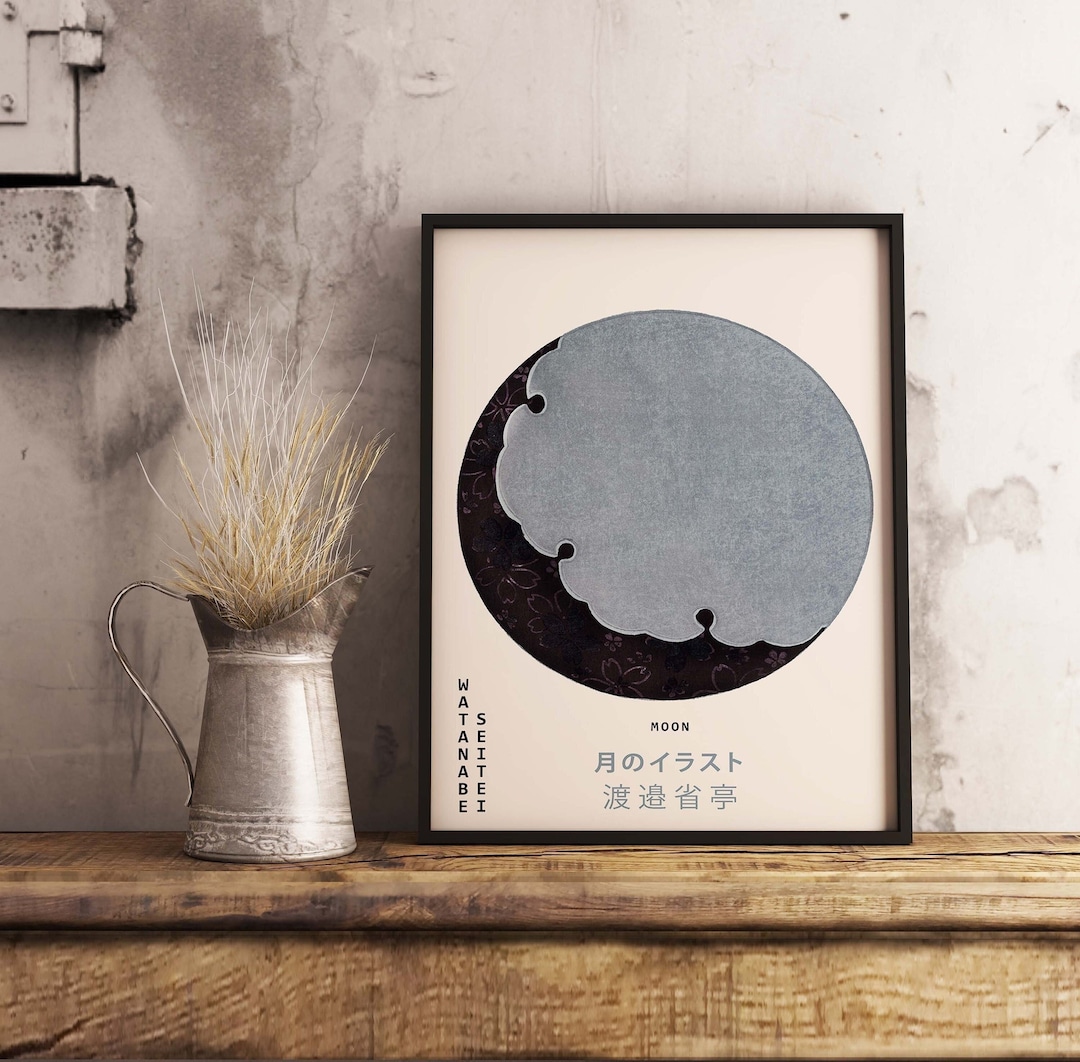 Moon Illustration Print, Japanese Art Print, Vintage Moon Print ...