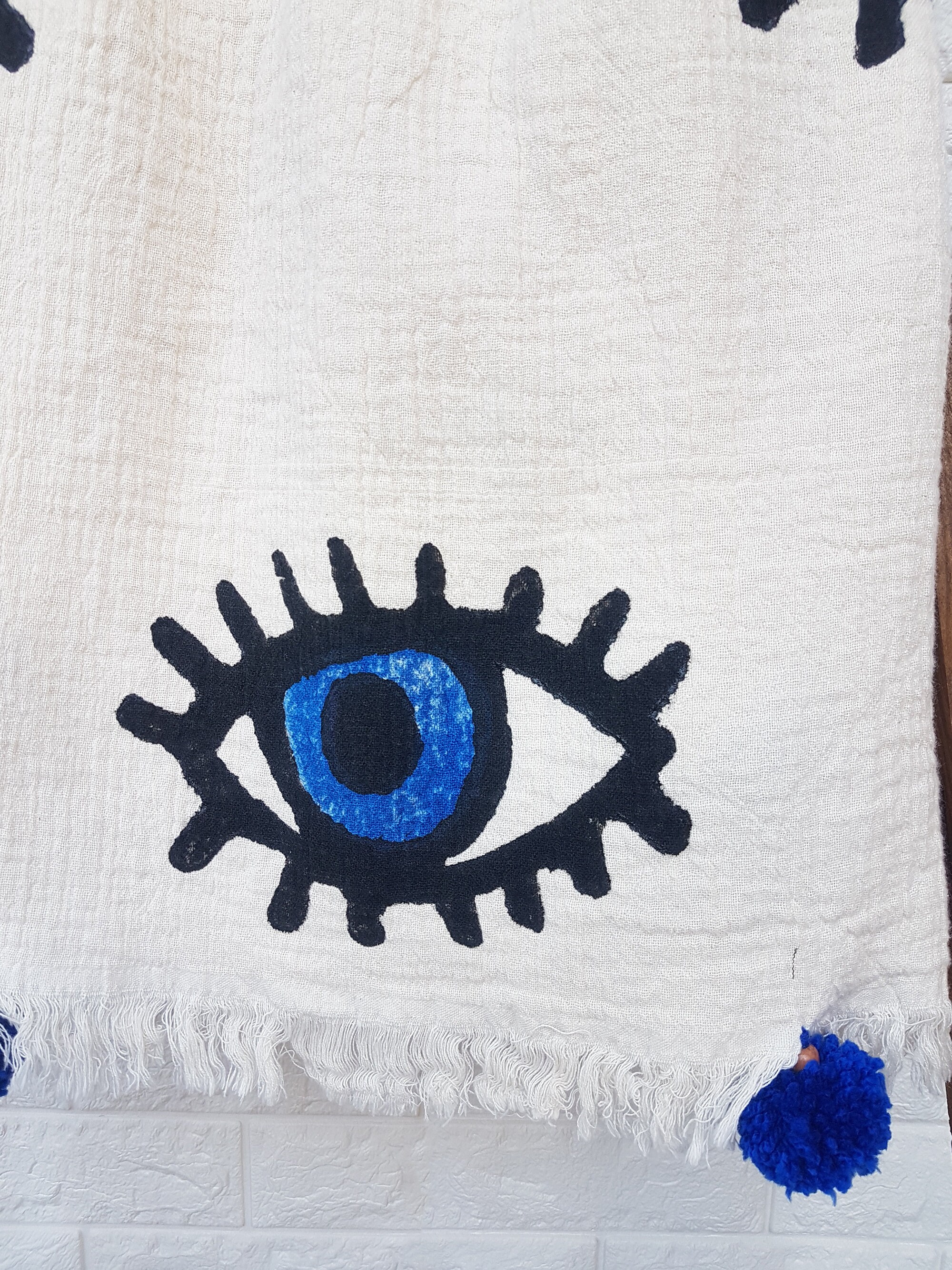 Blue Evil Eye Throw Blanket / Large Boho Throw Blanket / Hand - Etsy UK