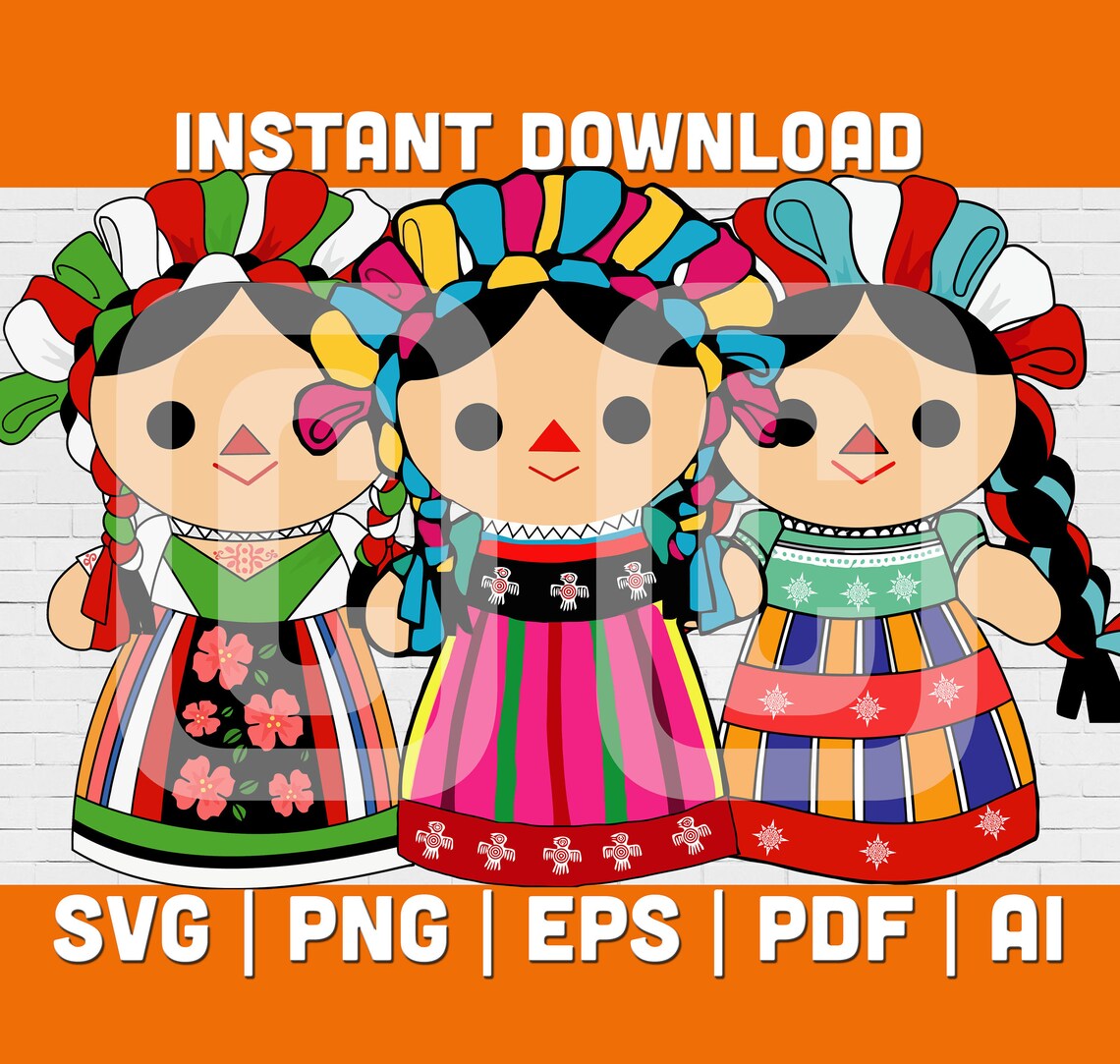 10 Mexican Doll SVG Mexican Maria Doll Rag Doll Svg Mexican - Etsy