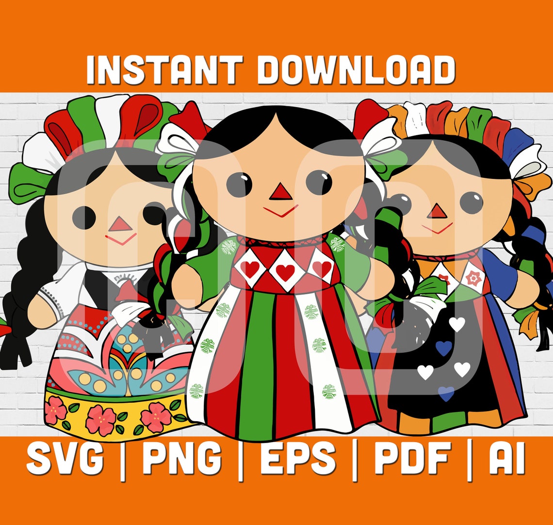 10 Mexican Doll SVG Mexican Maria Doll Rag Doll Svg Mexican - Etsy