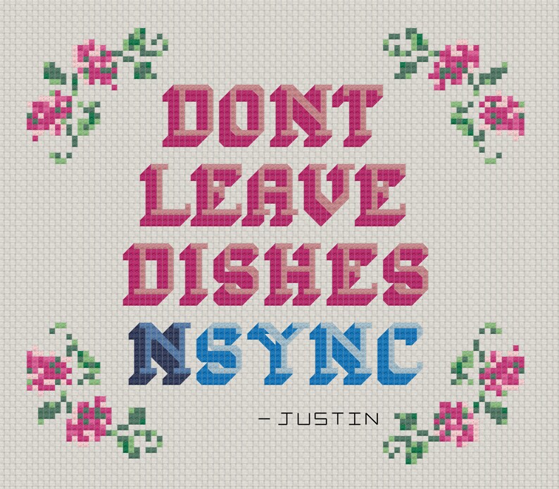 Pop Band NSYNC Inspired Cross Stitch Pattern Download by Floss Box - "nsync" Music Cross Stitch ...
