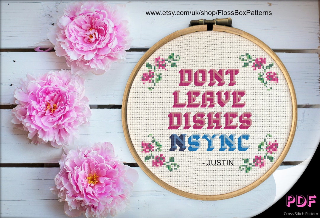 Pop Band NSYNC Inspired Cross Stitch Pattern Download by Floss Box - "nsync" Music Cross Stitch ...