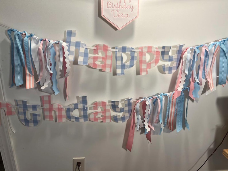 Buffalo Checked Happy Birthday Banner - Etsy