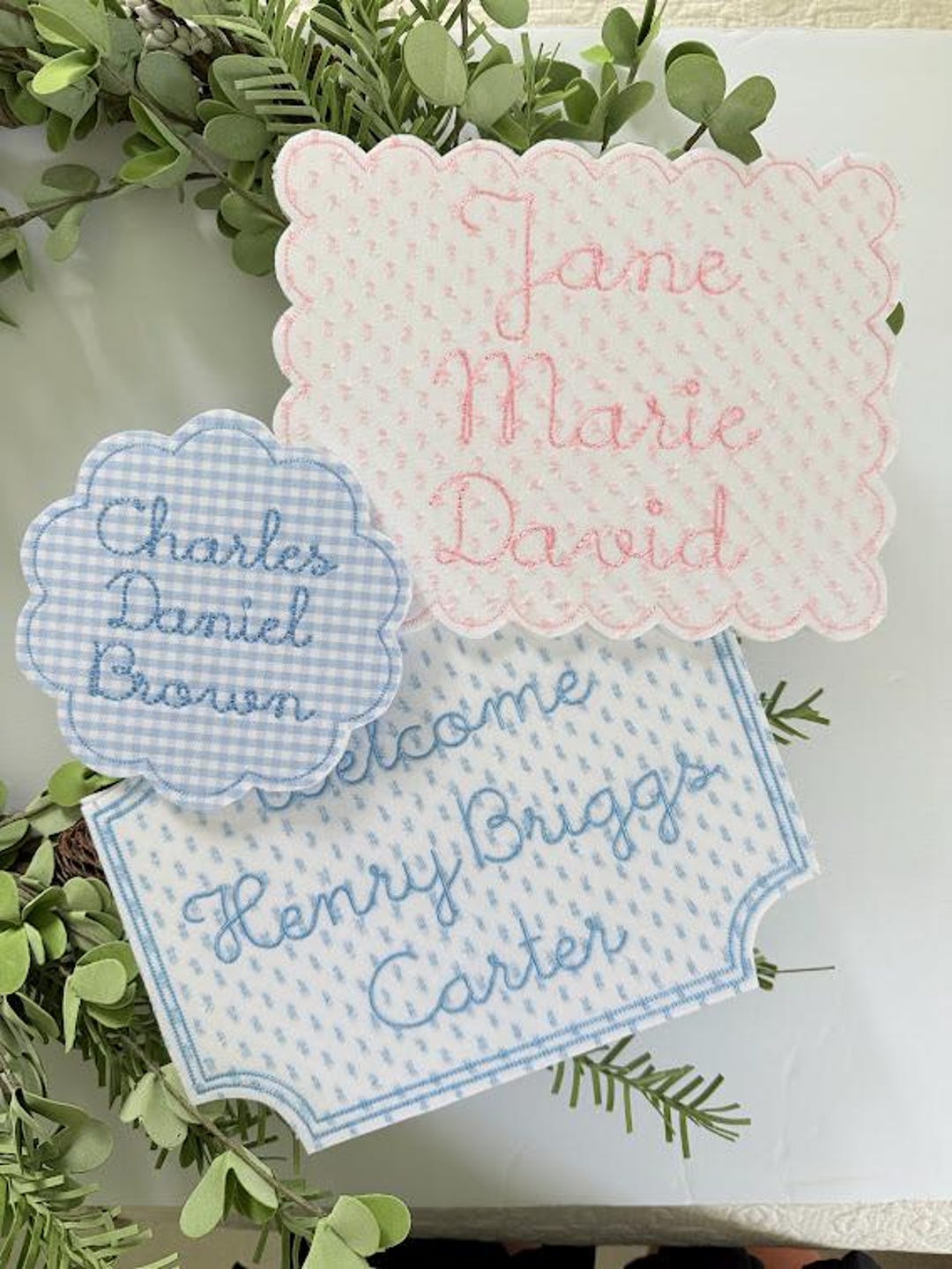 Baby Name Plate Scalloped Round - Etsy