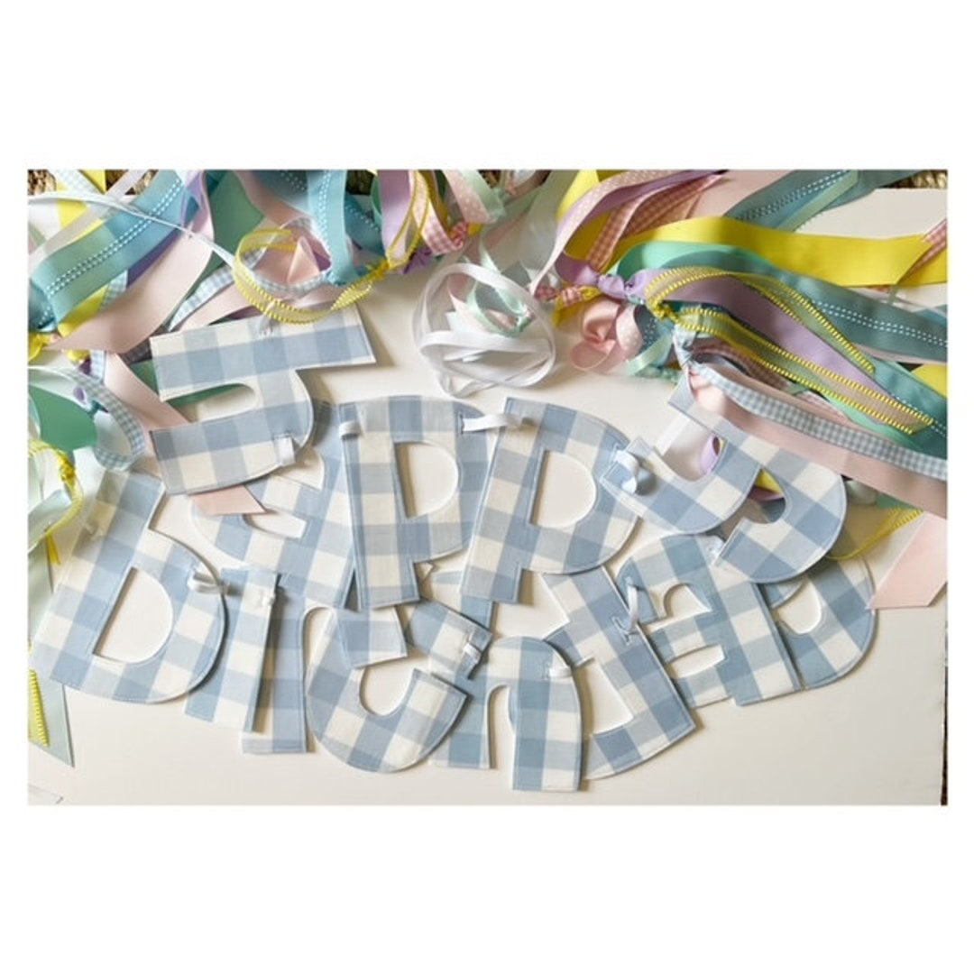 Buffalo Checked Happy Birthday Banner - Etsy