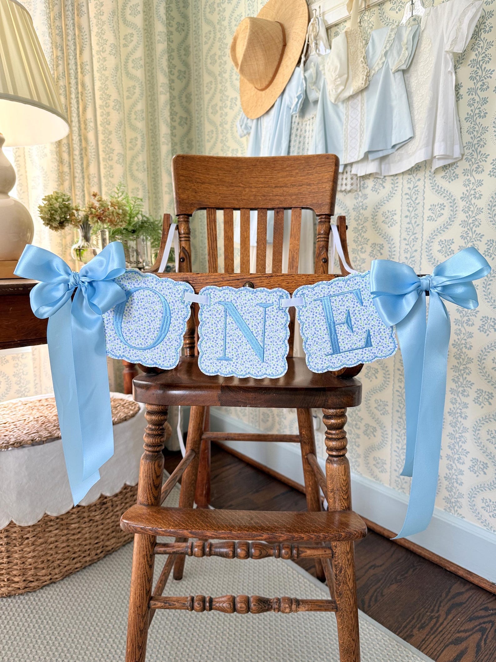 Floral Scalloped ONE Highchair Banner - Etsy