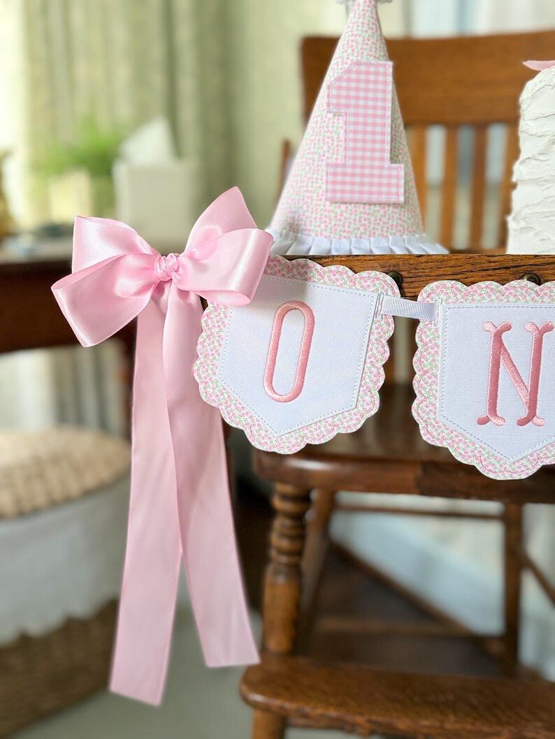 ONE High Chair Banner in Floral Scallops - Etsy