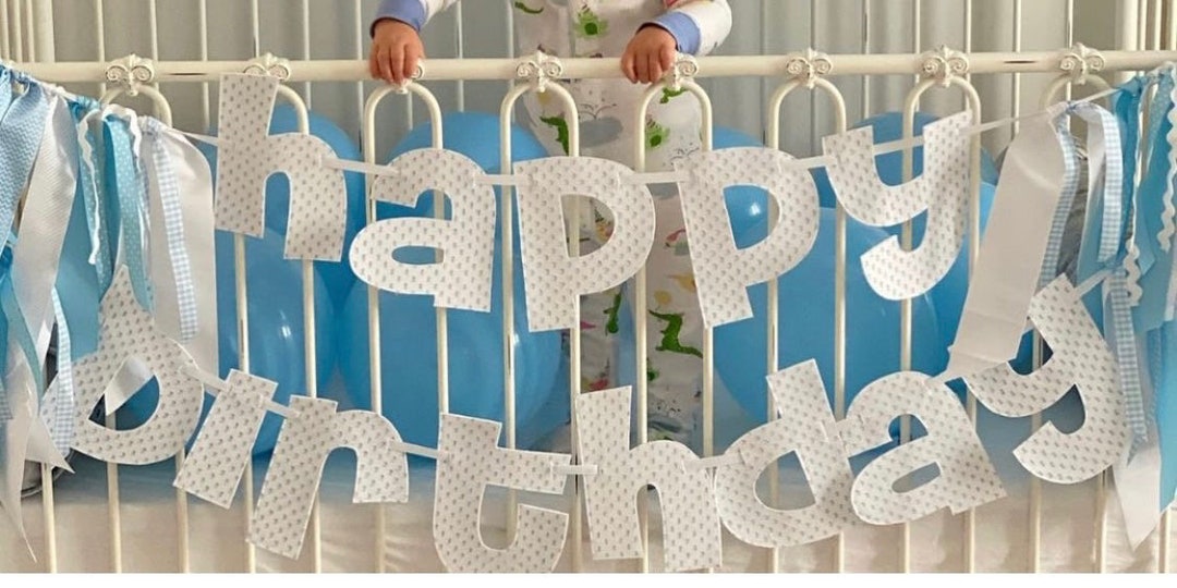 Blue Swiss Happy Birthday Banner - Etsy
