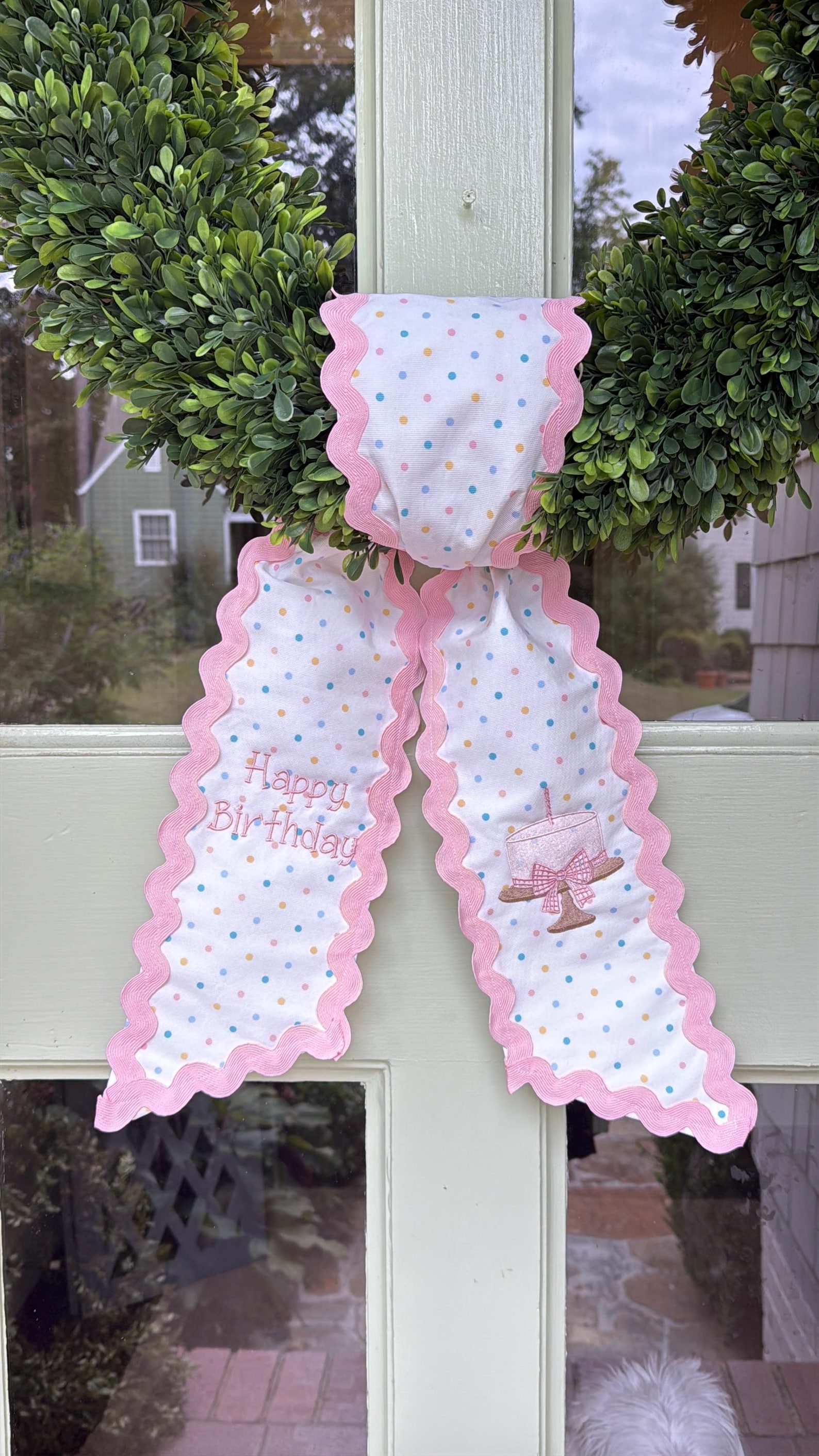 Pastel Dot Birthday Wreath Sash With Pink Ricrac - Etsy