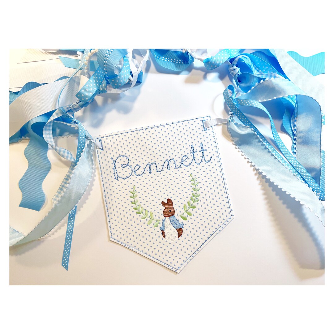 Peter Rabbit Banner, Name Banner, Birthday Banner, 1st Birthday Banner ...