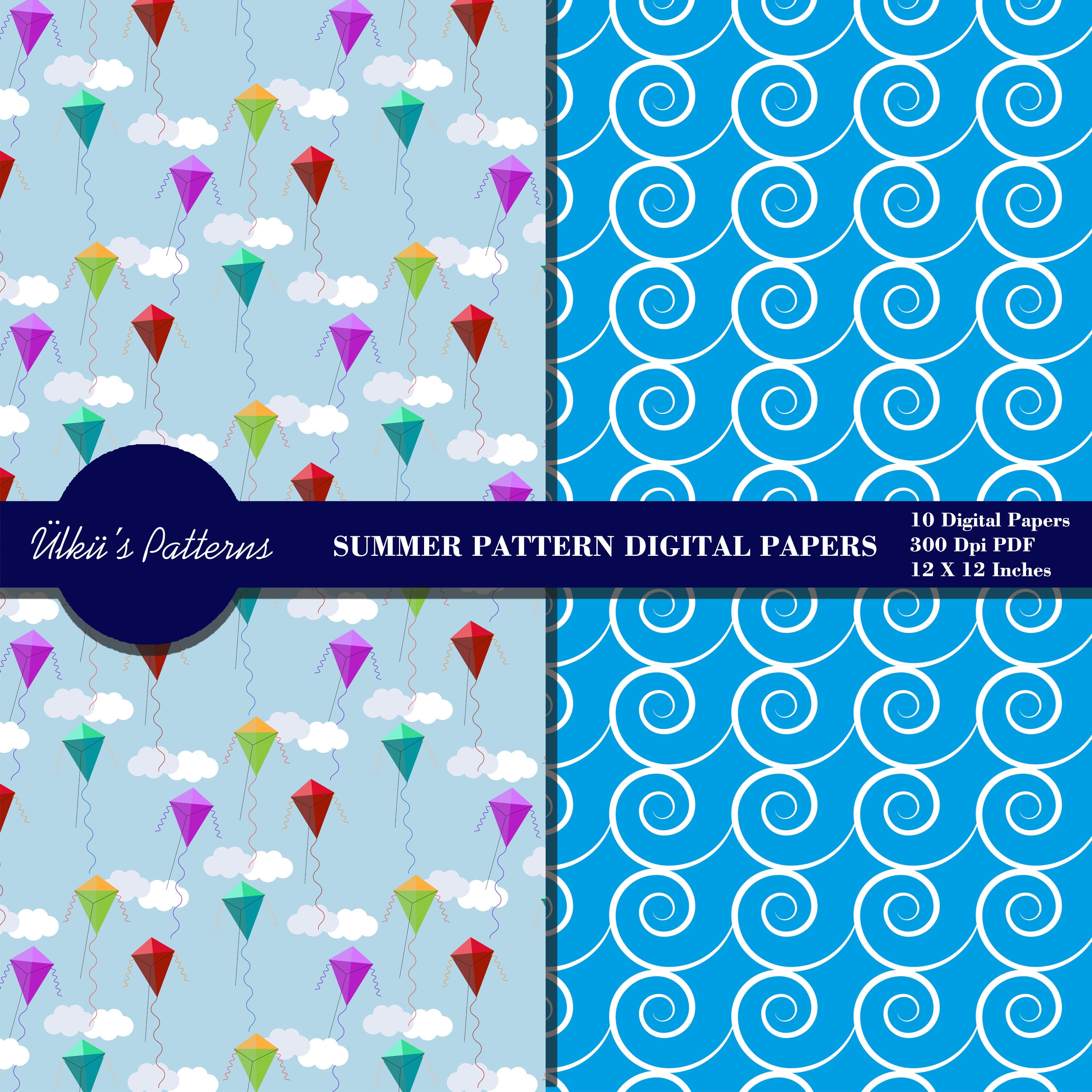 Summer Pattern Digital Paperssummer Backgroundice Cream - Etsy