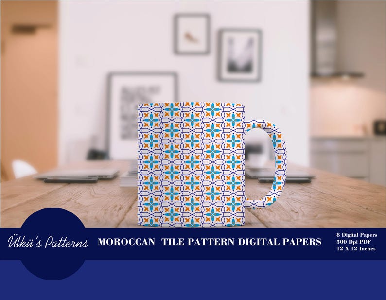 Moroccan Tile Pattern Digital Papers,traditional Style Pattern, Iznik ...
