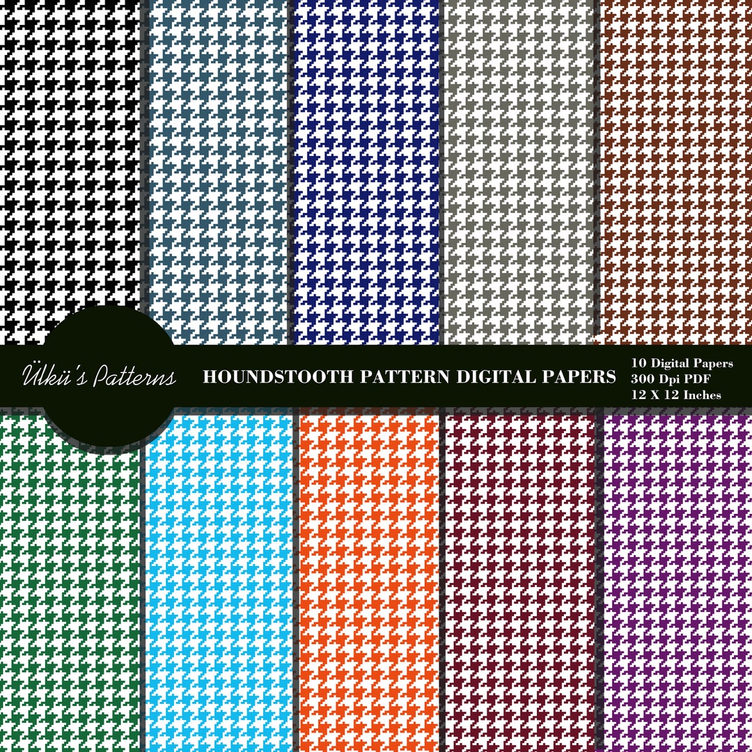 Houndstooth Pattern Digital Papers,colorful Houndstooth All Over Print ...