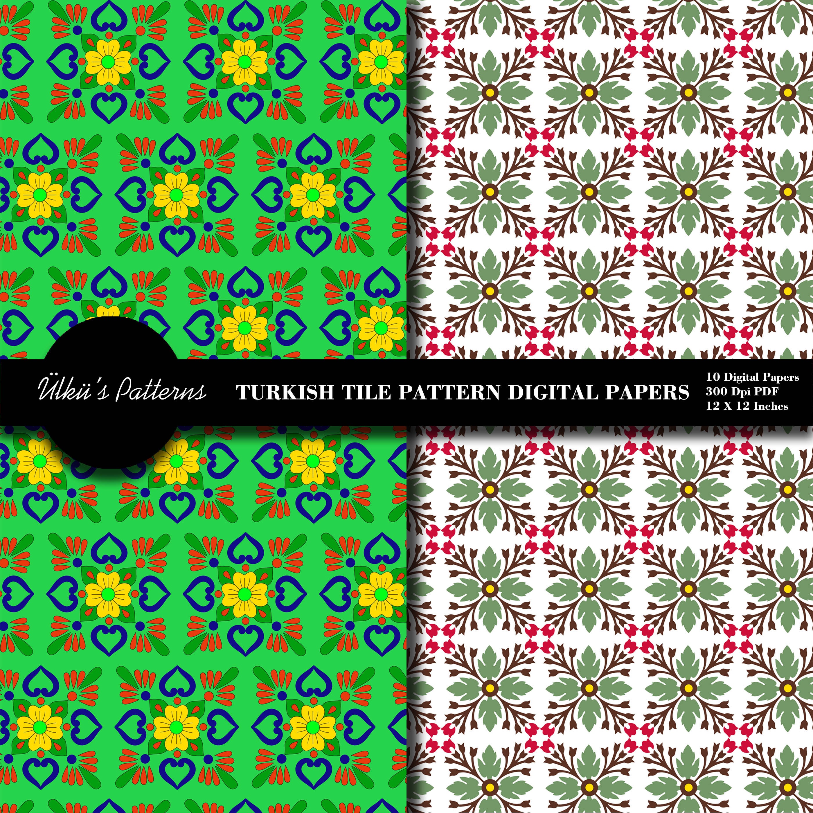 Turkish Tile Pattern Digital Papers,traditional Turkish Style,iznik ...