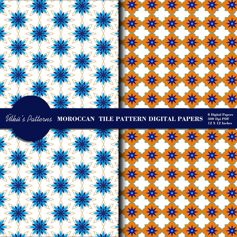 Moroccan Tile Pattern Digital Papers,traditional Style Pattern, Iznik ...