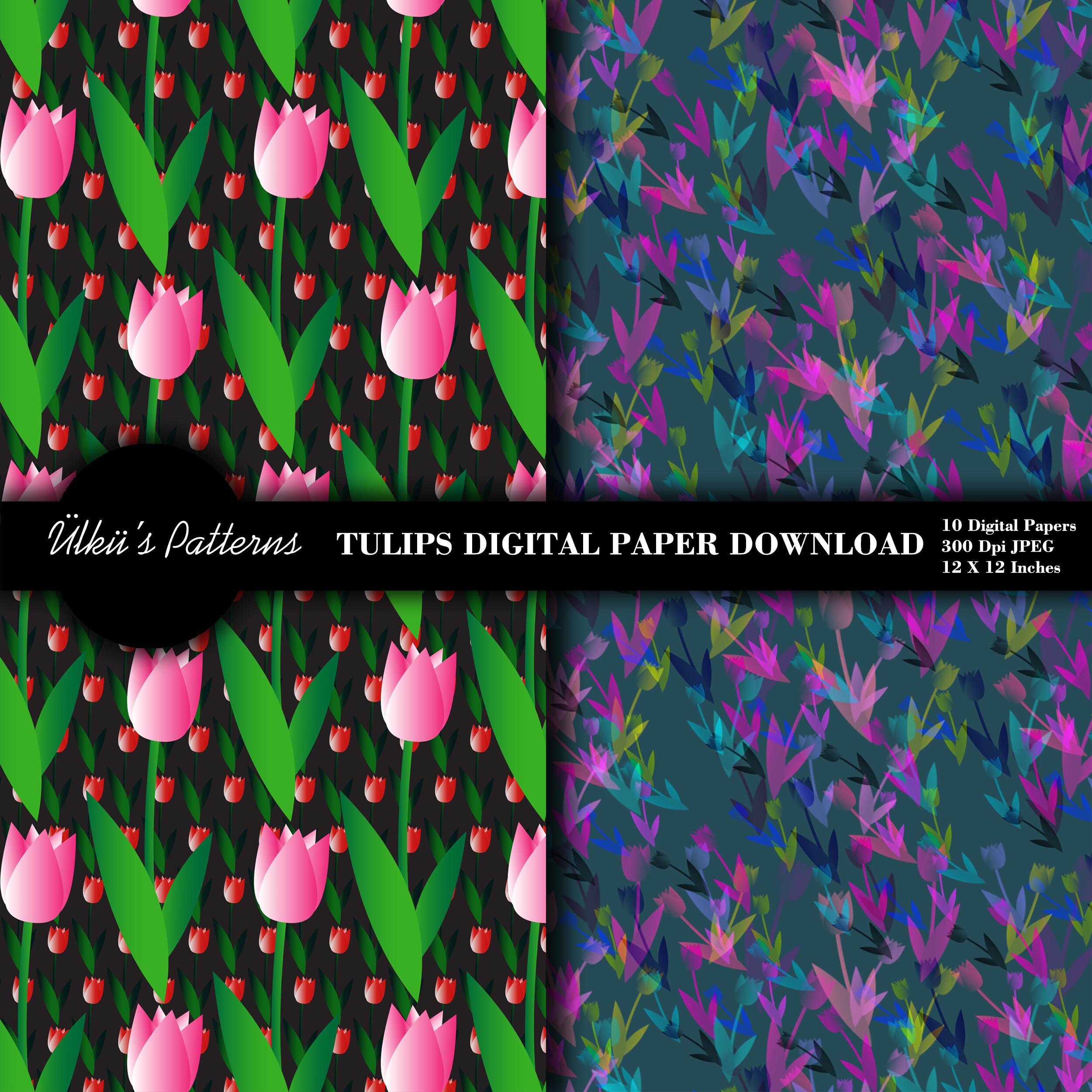 Tulips Digital Paper Download,tulips Flower Digital Paper,tulip Digital ...