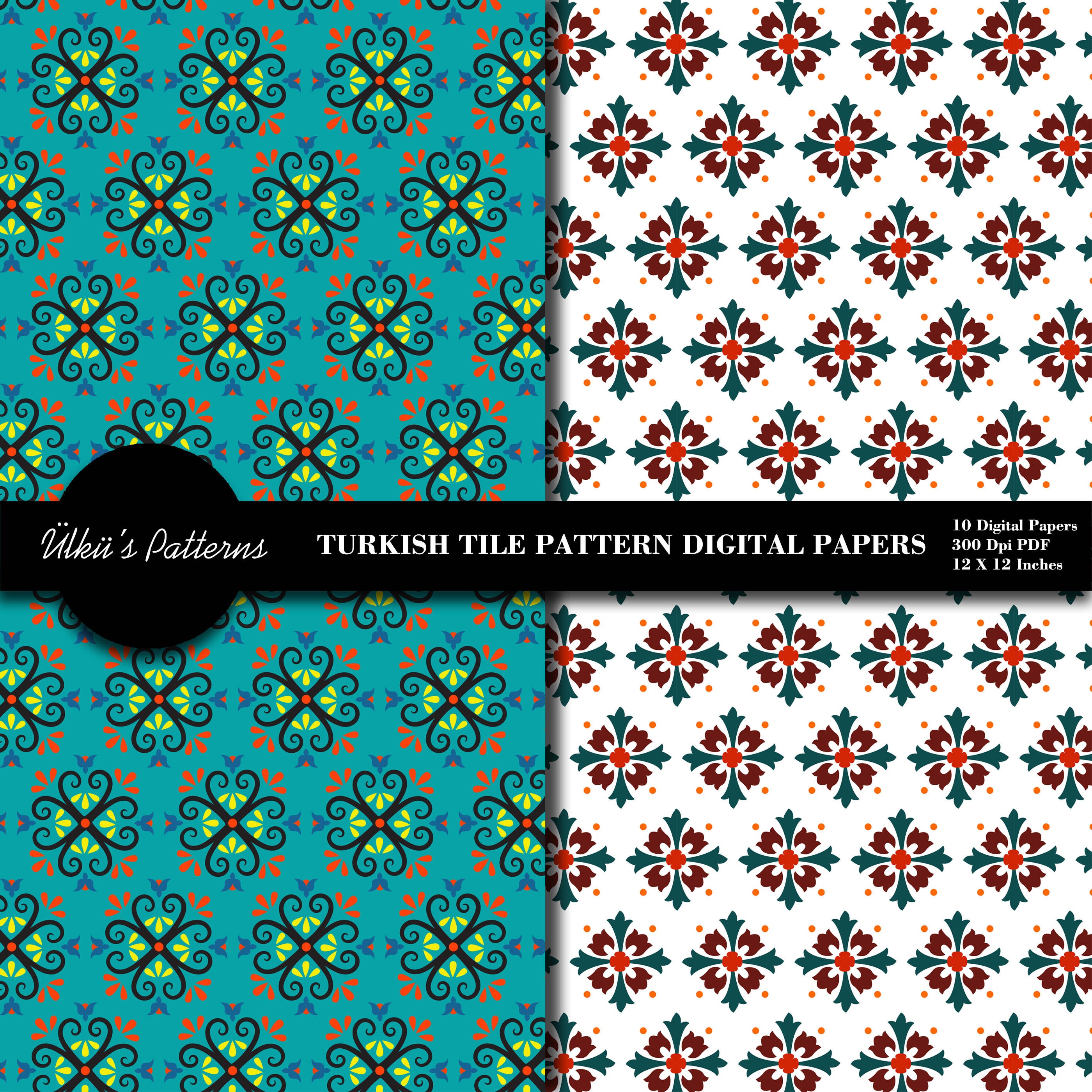 Turkish Tile Pattern Digital Papers,traditional Turkish Style,iznik ...