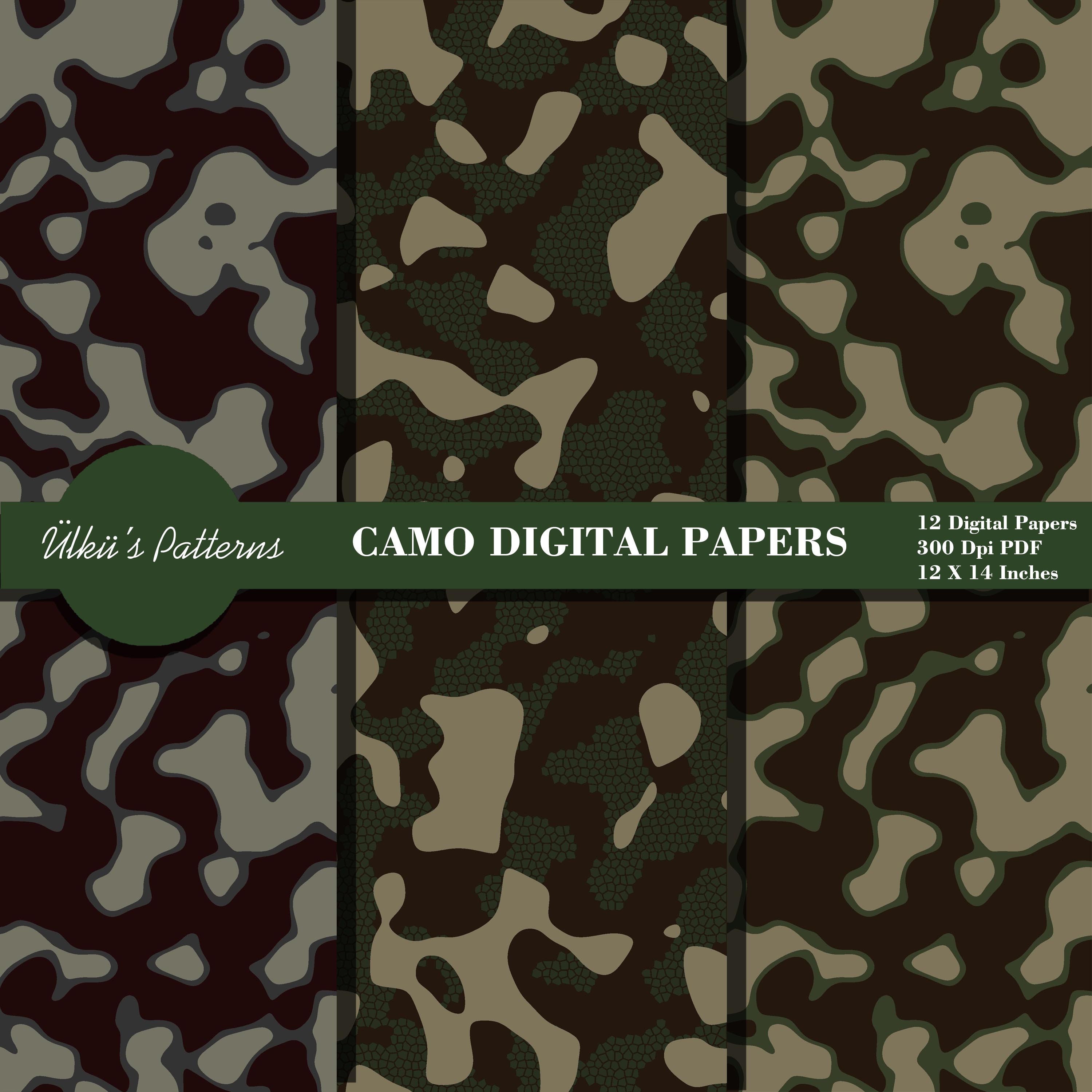 Camo Digital Papers,camouflage Digital Paper Pack,repeating Camo ...
