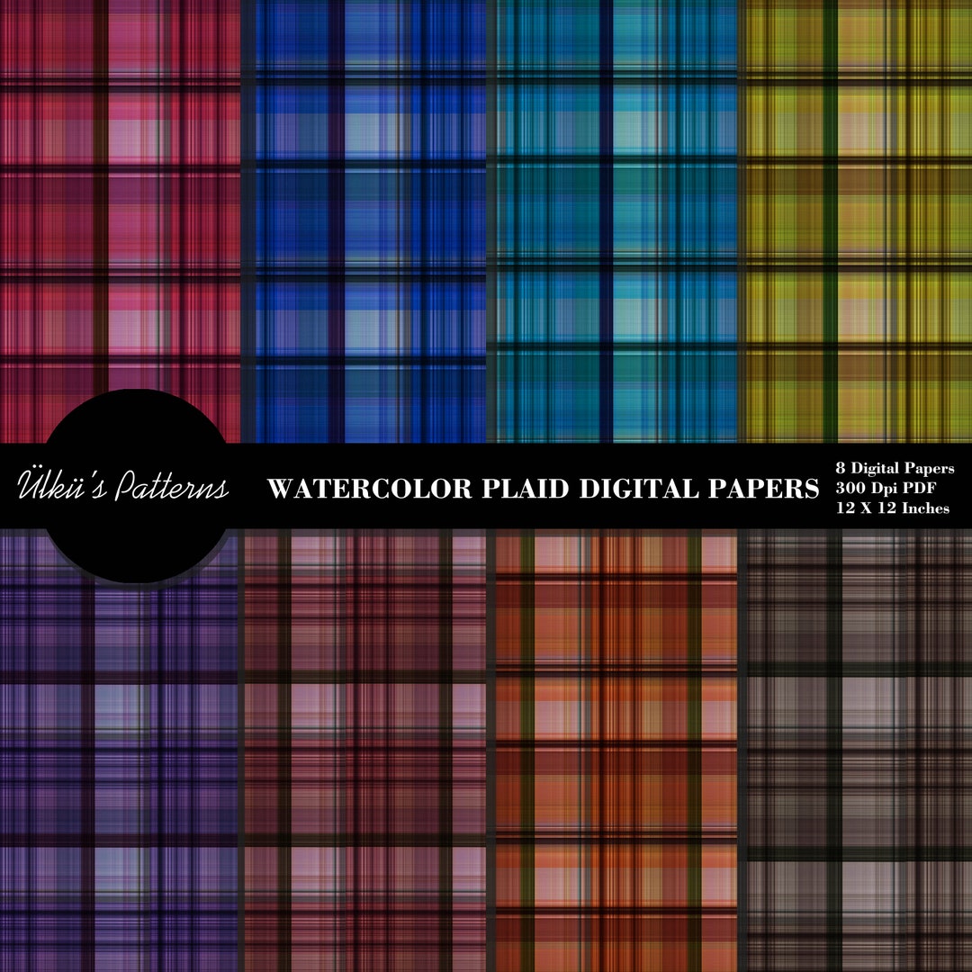 Watercolor Plaid Digital Papers,fall Plaid Digital Peper Pack,tartan ...