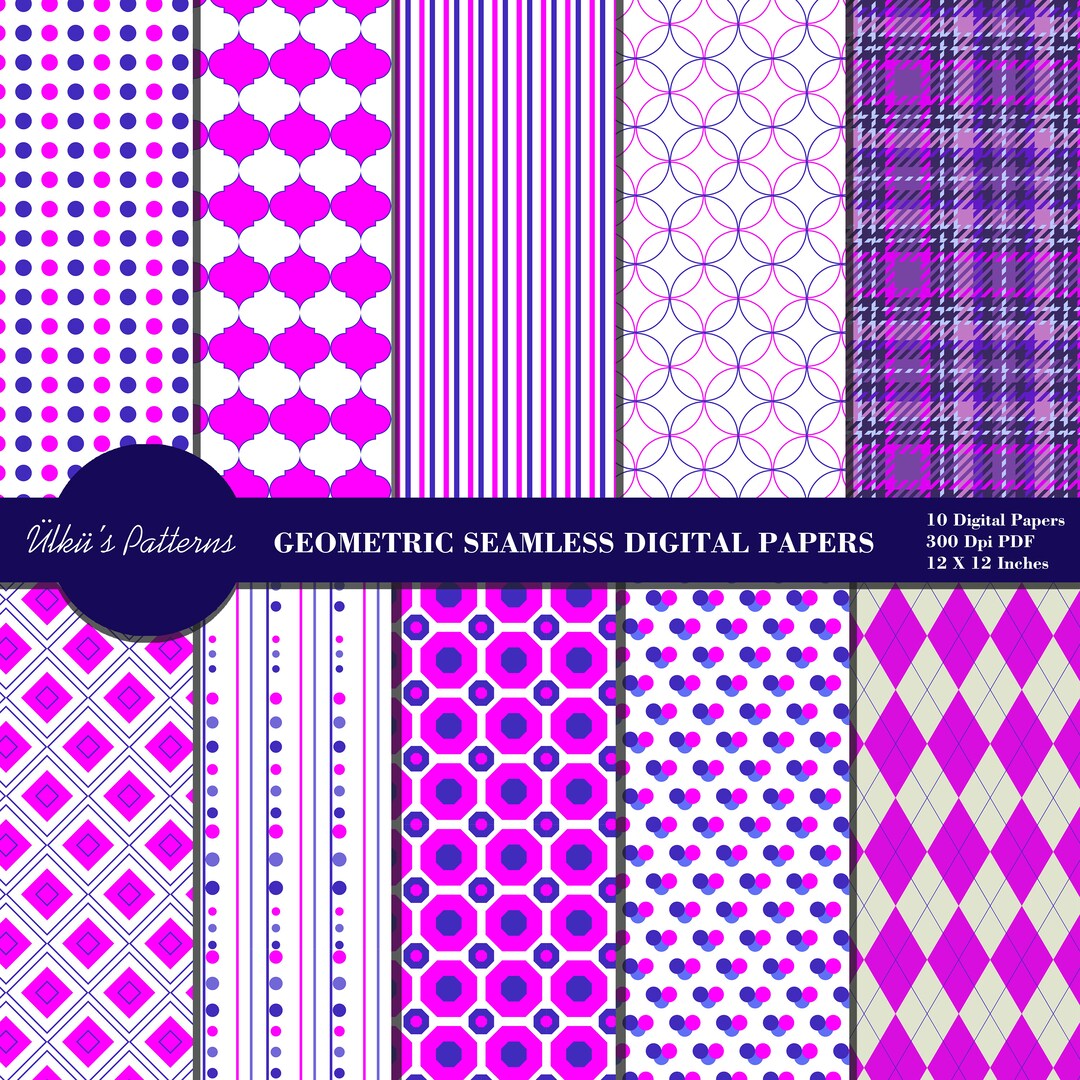 Geometric Seamless Digital Papers,mixed Pattern Digital Paper Pack ...