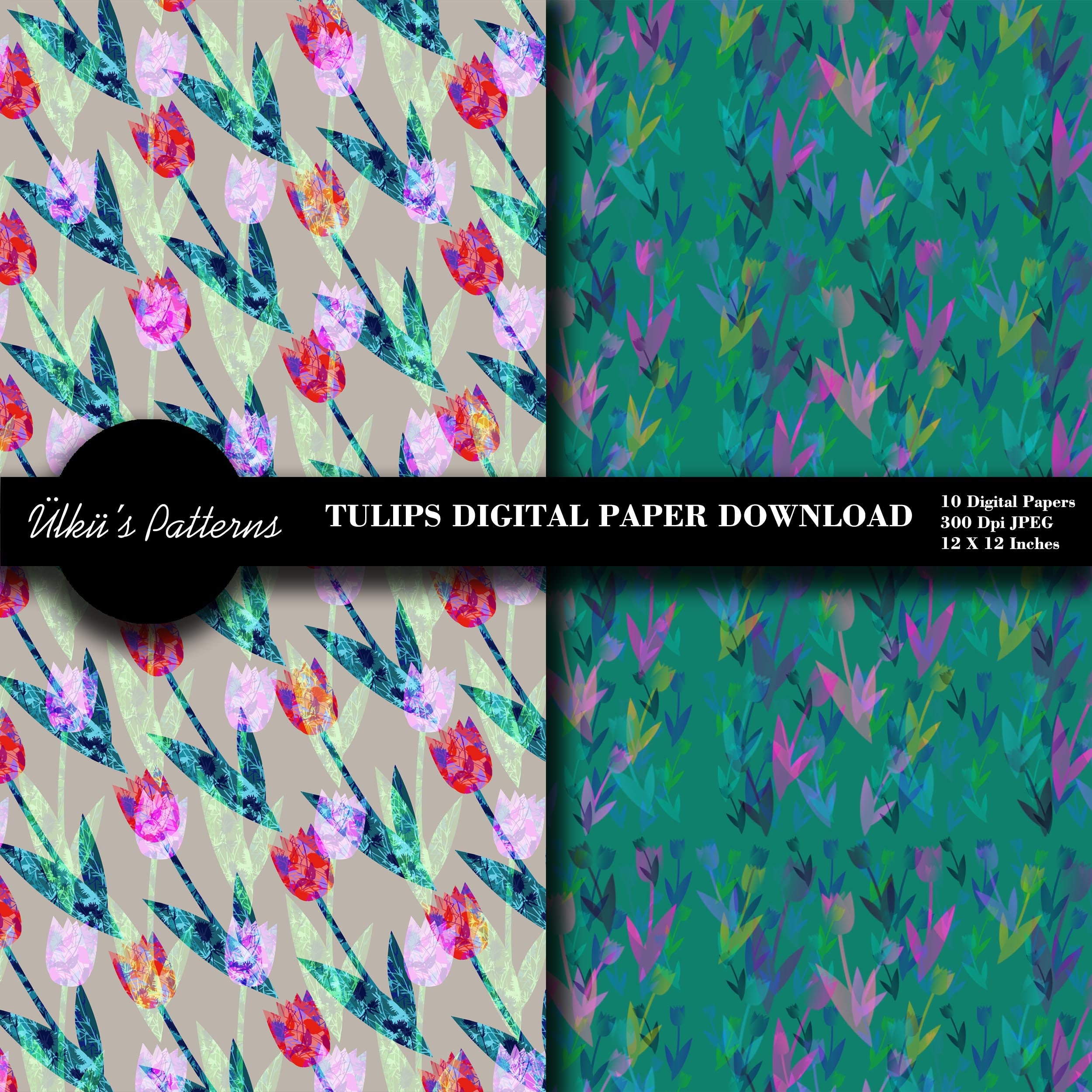 Tulips Digital Paper Download,tulips Flower Digital Paper,tulip Digital ...
