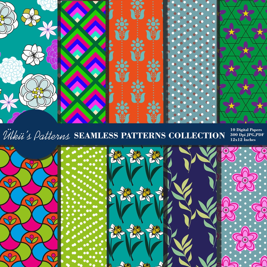 Seamless Patterns Collection Digital Paper,mixed Digital Paper Pack ...