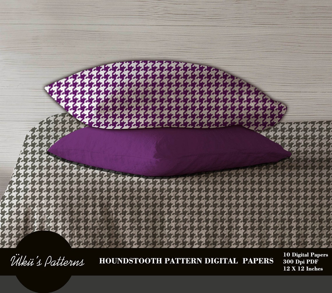 Houndstooth Pattern Digital Papers,colorful Houndstooth All Over Print ...