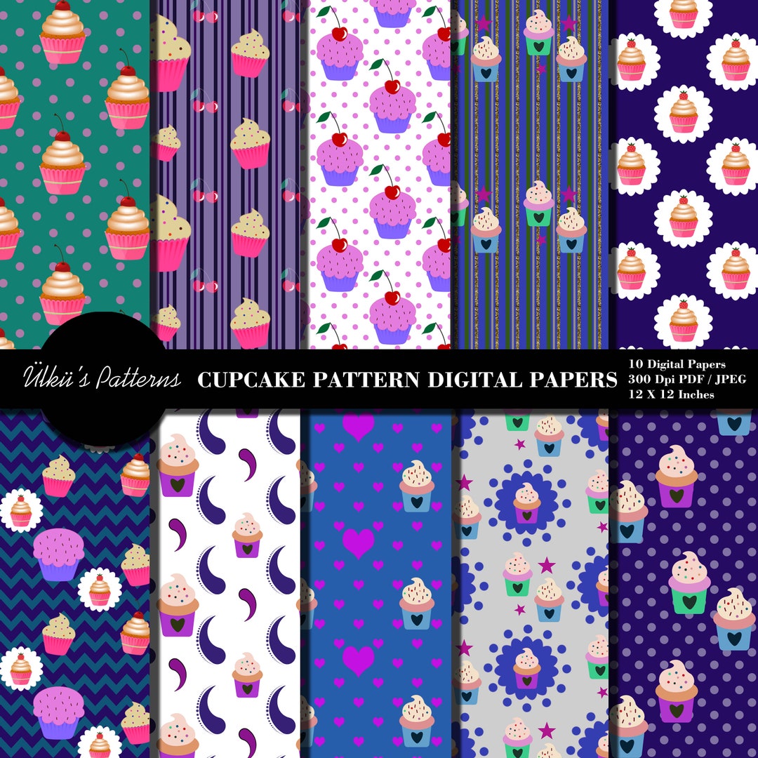 Cupcake Pattern Digital Papers,cupcake Seamless,sweet Cupcakes Digital ...