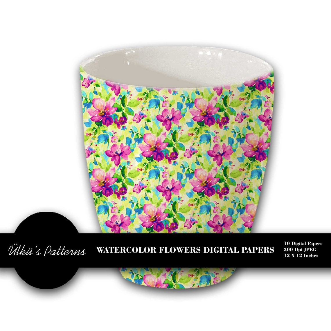 Watercolor Flowers Digital Papersabstract Flowers Digital - Etsy