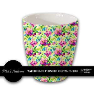 Watercolor Flowers Digital Papers,abstract Flowers Digital Download ...