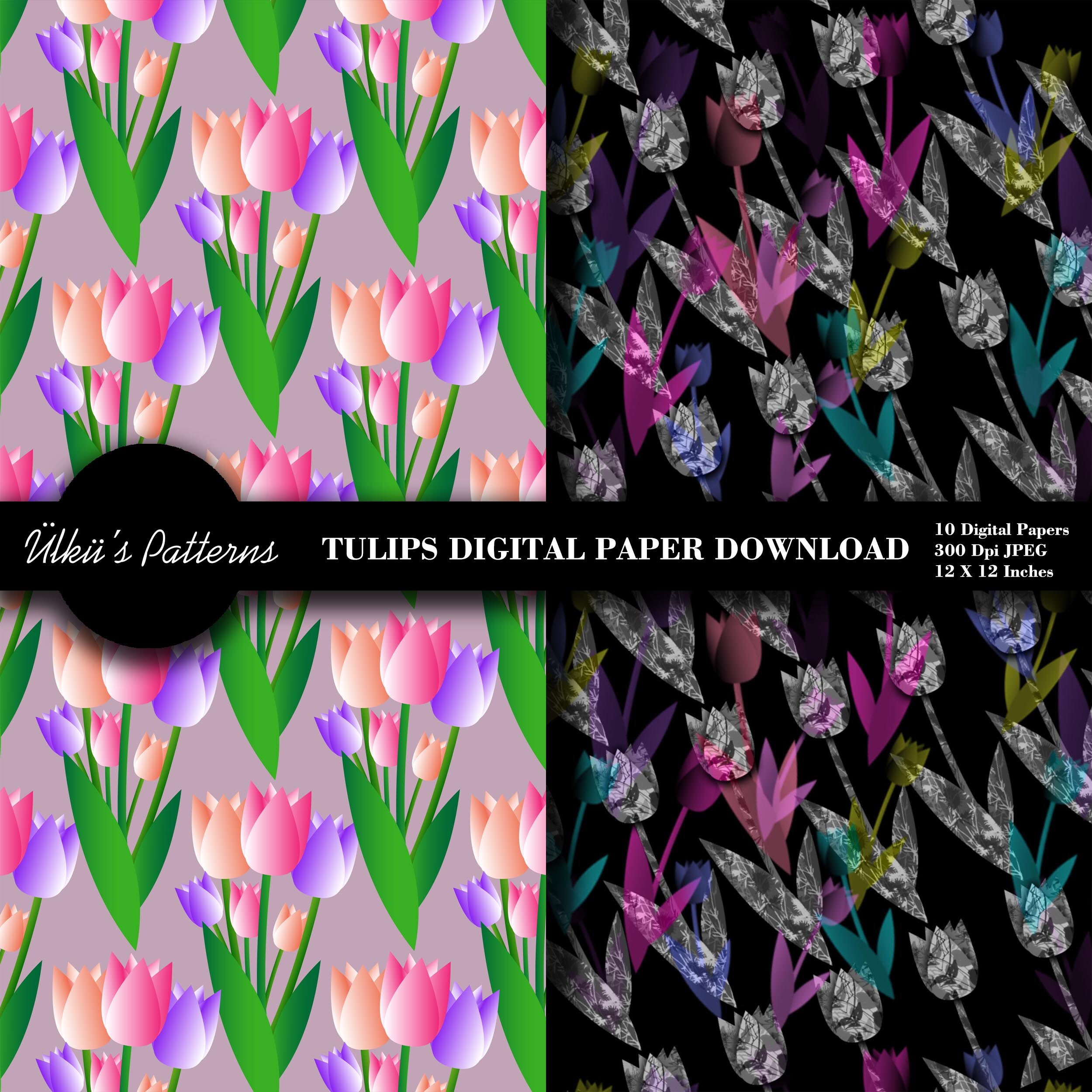 Tulips Digital Paper Download,tulips Flower Digital Paper,tulip Digital ...