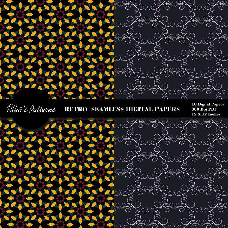 Retro Seamless Digital Papers,art Deco Pattern Digital Papers,retro ...