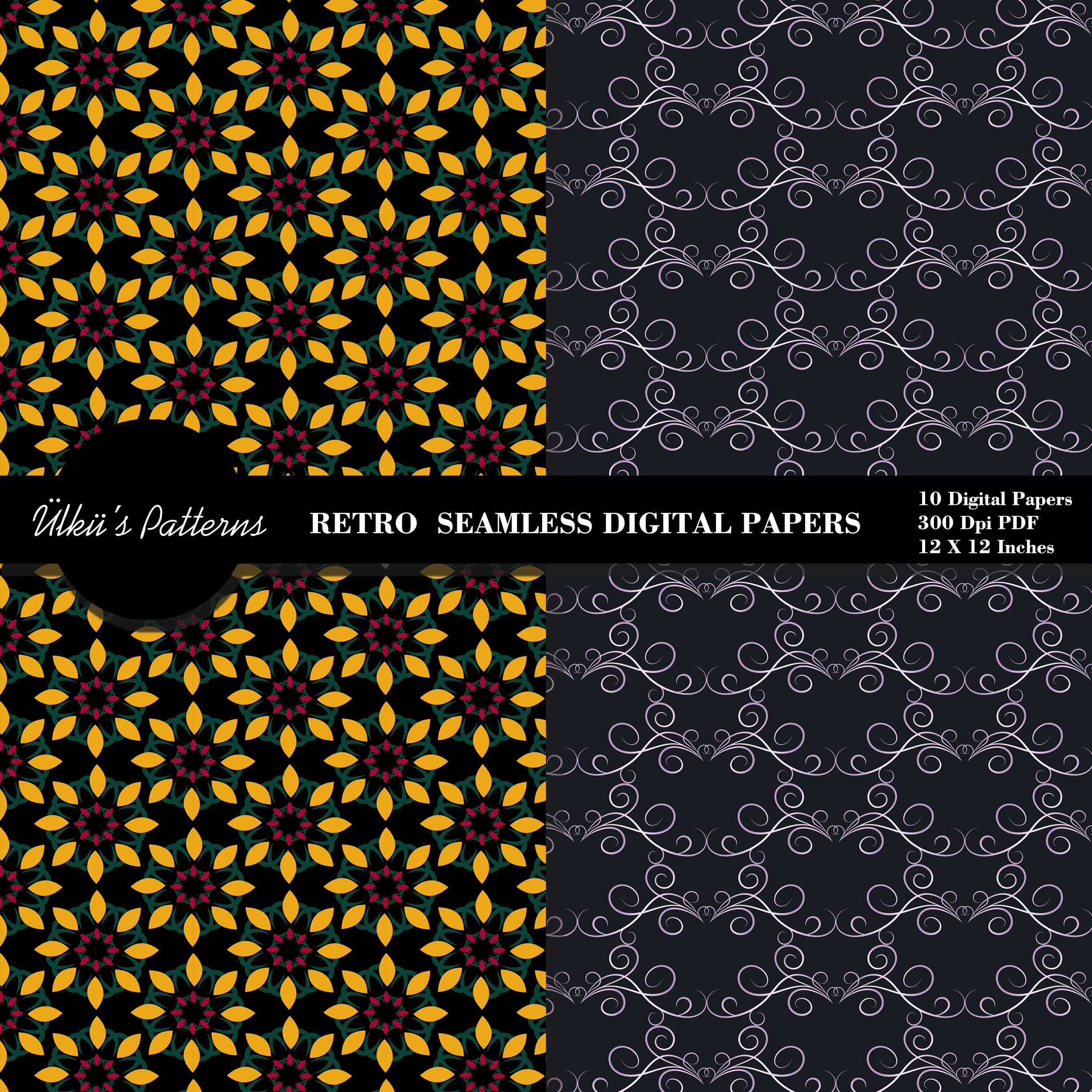 Retro Seamless Digital Papers,art Deco Pattern Digital Papers,retro ...