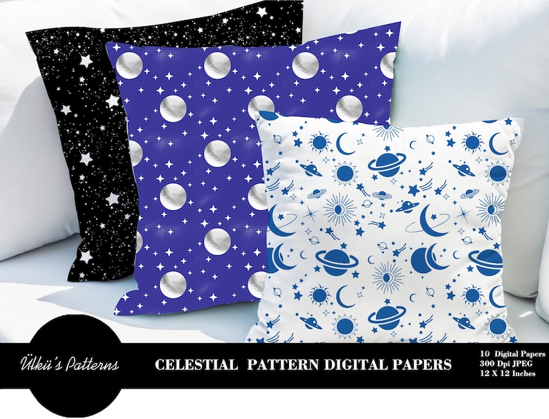 Celestial Pattern Digital Papers,zodiac Seamless Patterns,sky ...