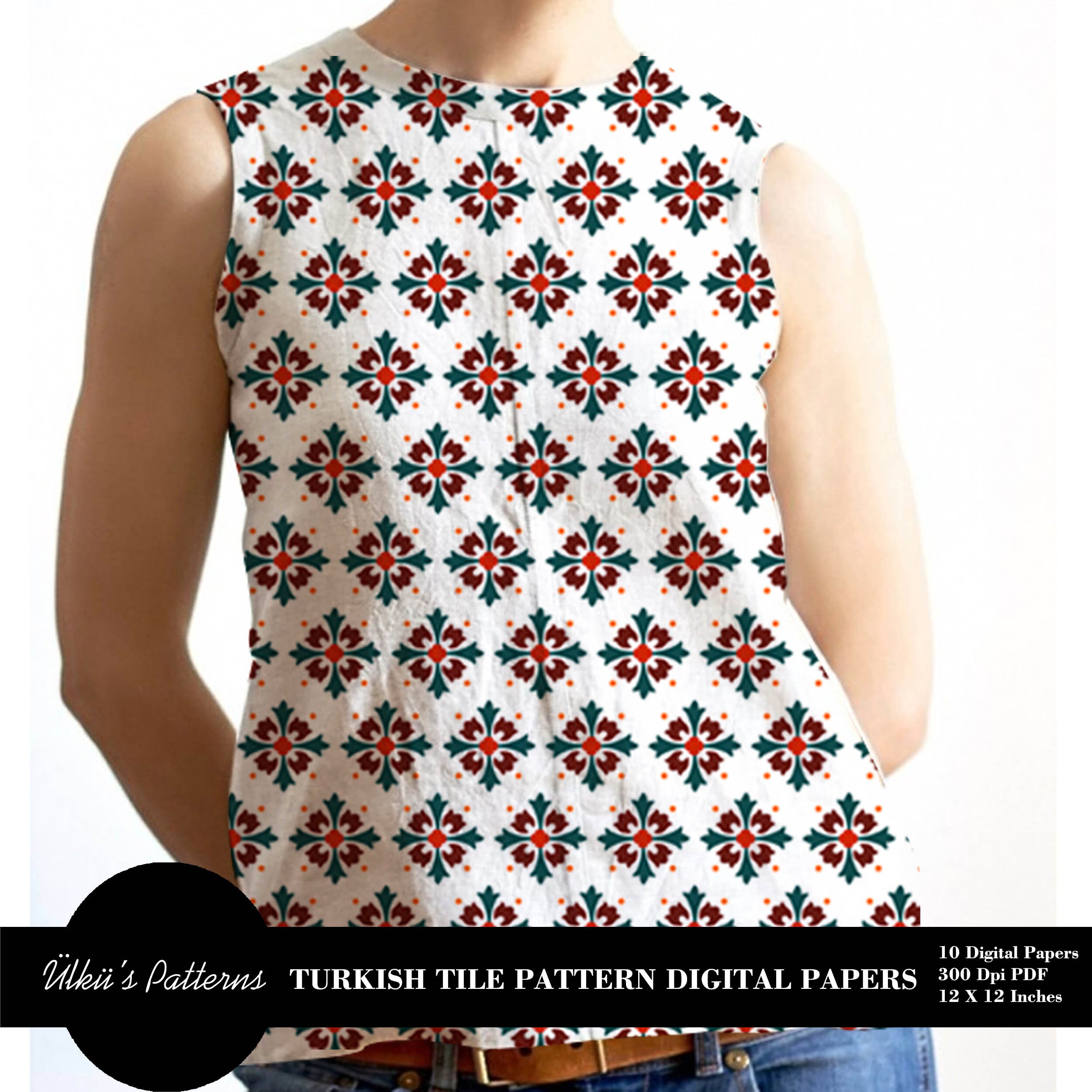 Turkish Tile Pattern Digital Papers,traditional Turkish Style,iznik ...