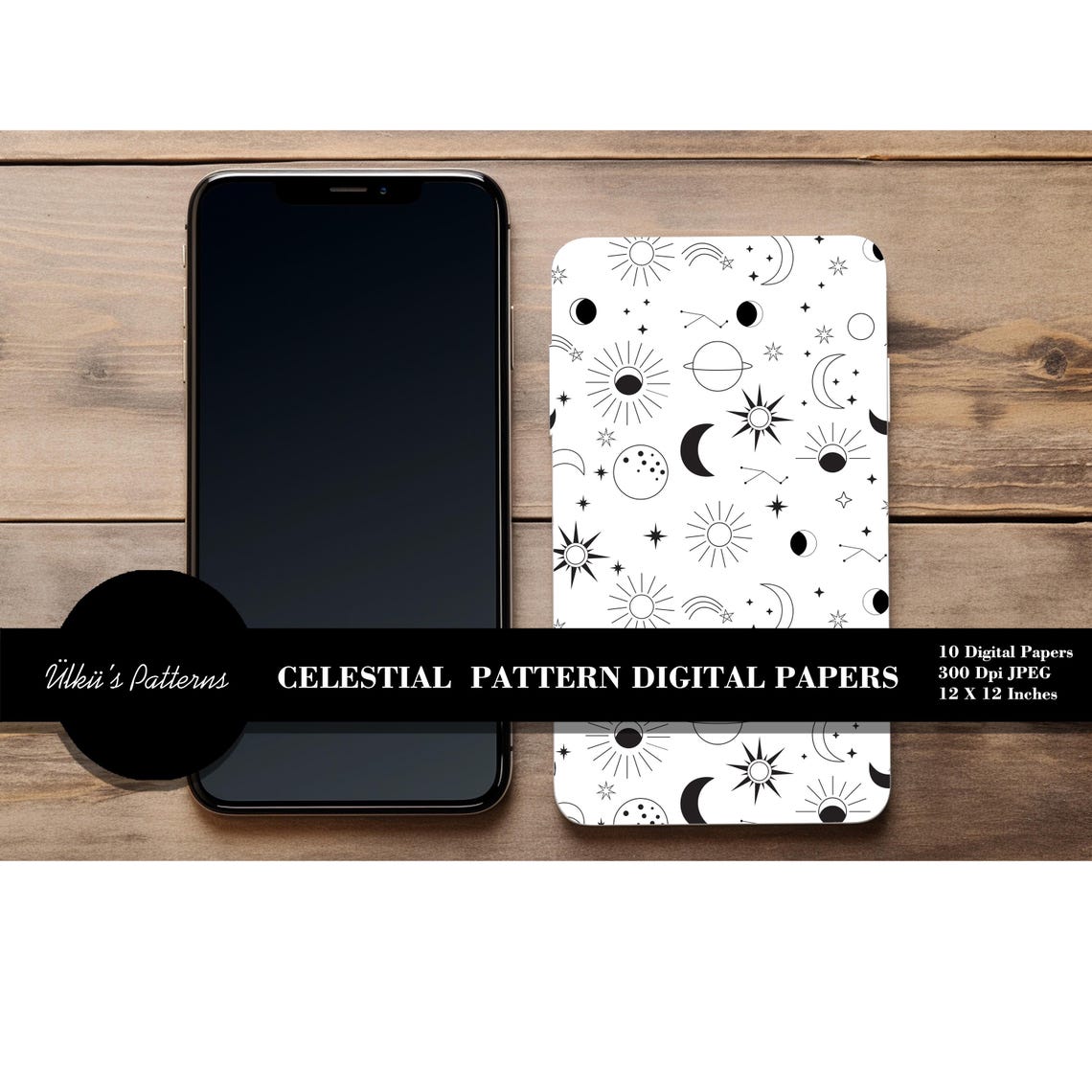 Celestial Pattern Digital Papers,zodiac Seamless Patterns,sky ...
