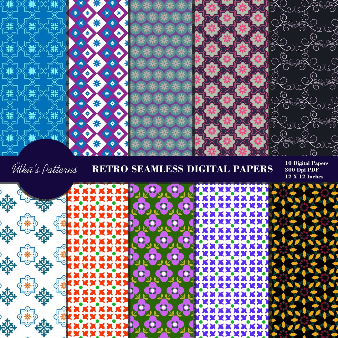 Retro Seamless Digital Papers,art Deco Pattern Digital Papers,retro ...