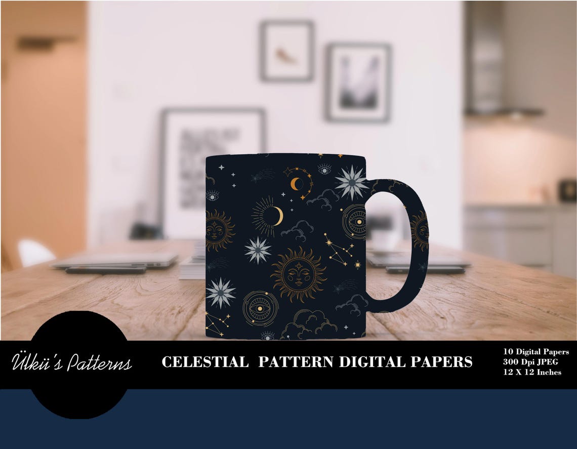 Celestial Pattern Digital Papers,zodiac Seamless Patterns,sky ...