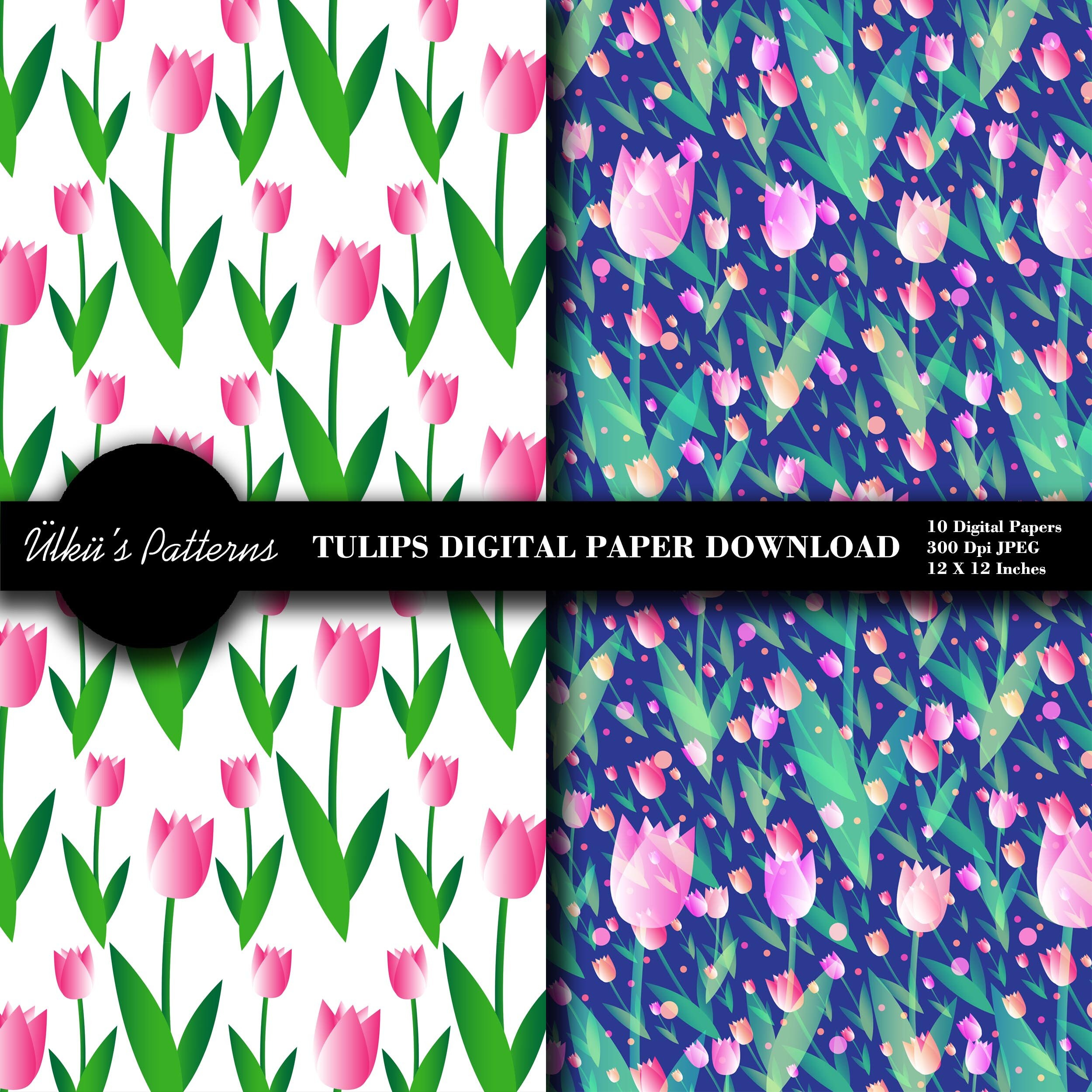 Tulips Digital Paper Download,Tulips Flower Digital Paper,Tulip Digital ...
